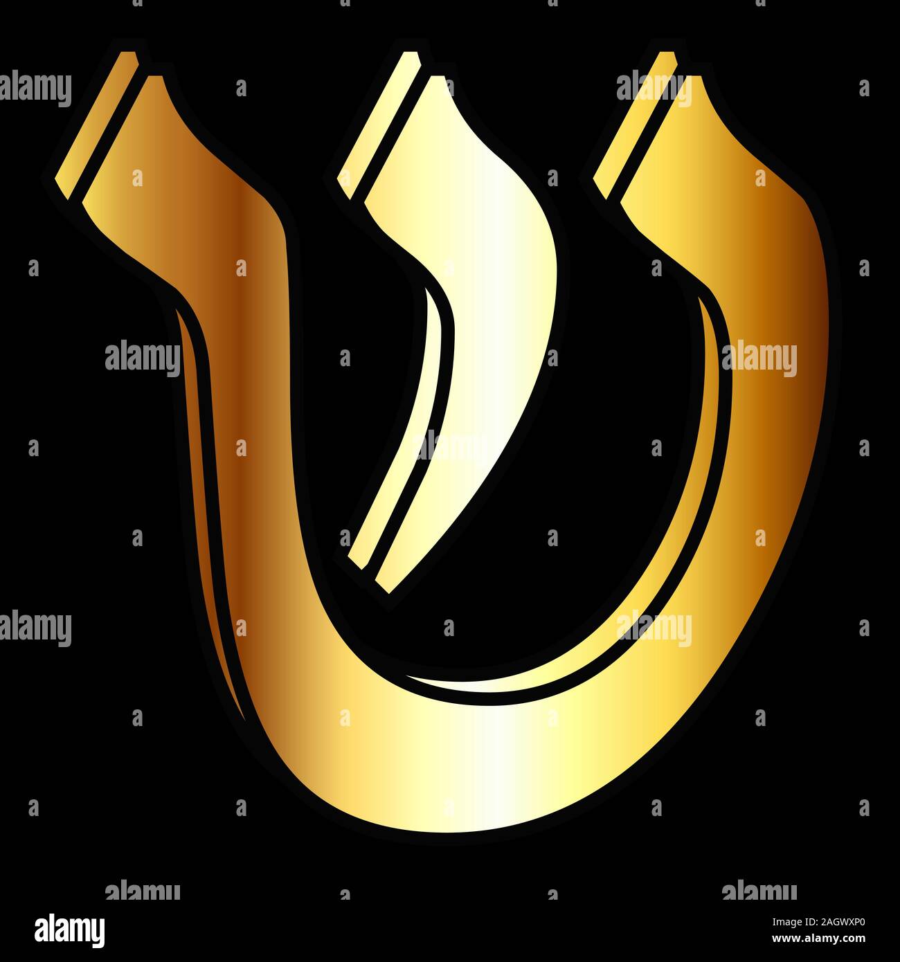 Beautiful golden Hebrew alphabet. The letters Hebrew gold, the font is ...