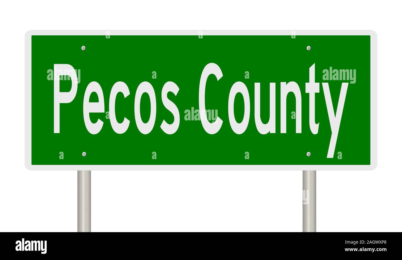 Rendering of a green 3d highway sign for Pecos County Stock Photo - Alamy