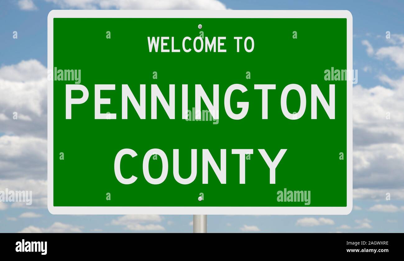 Rendering of a green 3d highway sign for Pennington County Stock Photo ...
