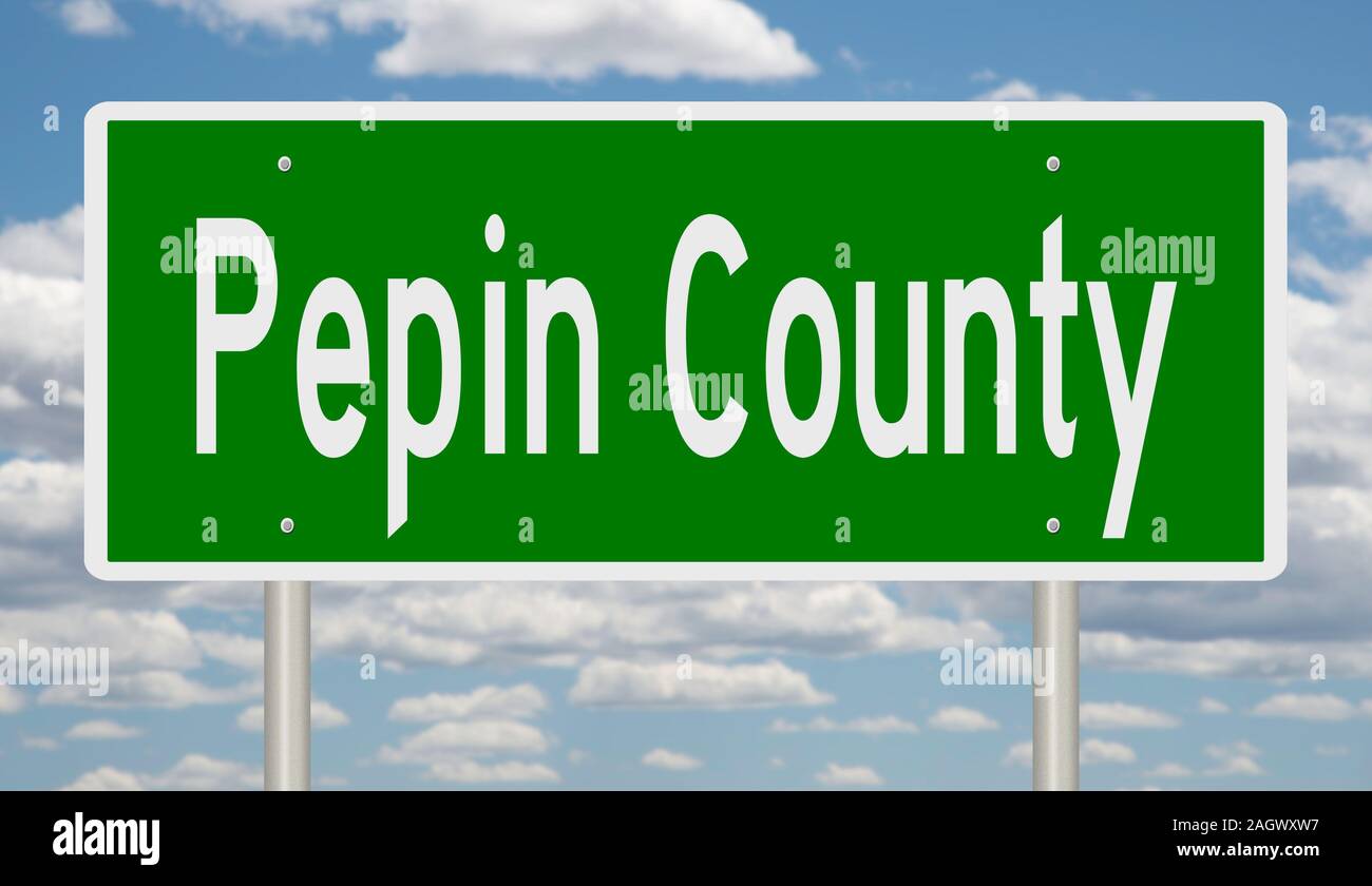 Rendering of a green 3d highway sign for Pepin County Stock Photo - Alamy