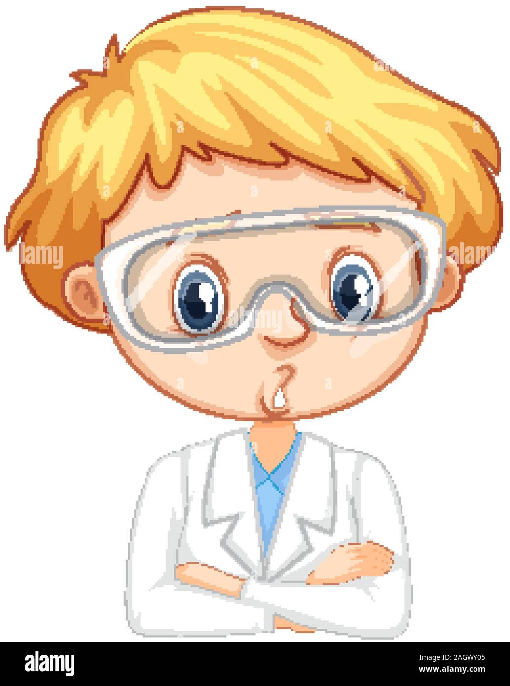 Boy in science gown on white background illustration Stock Vector Image ...