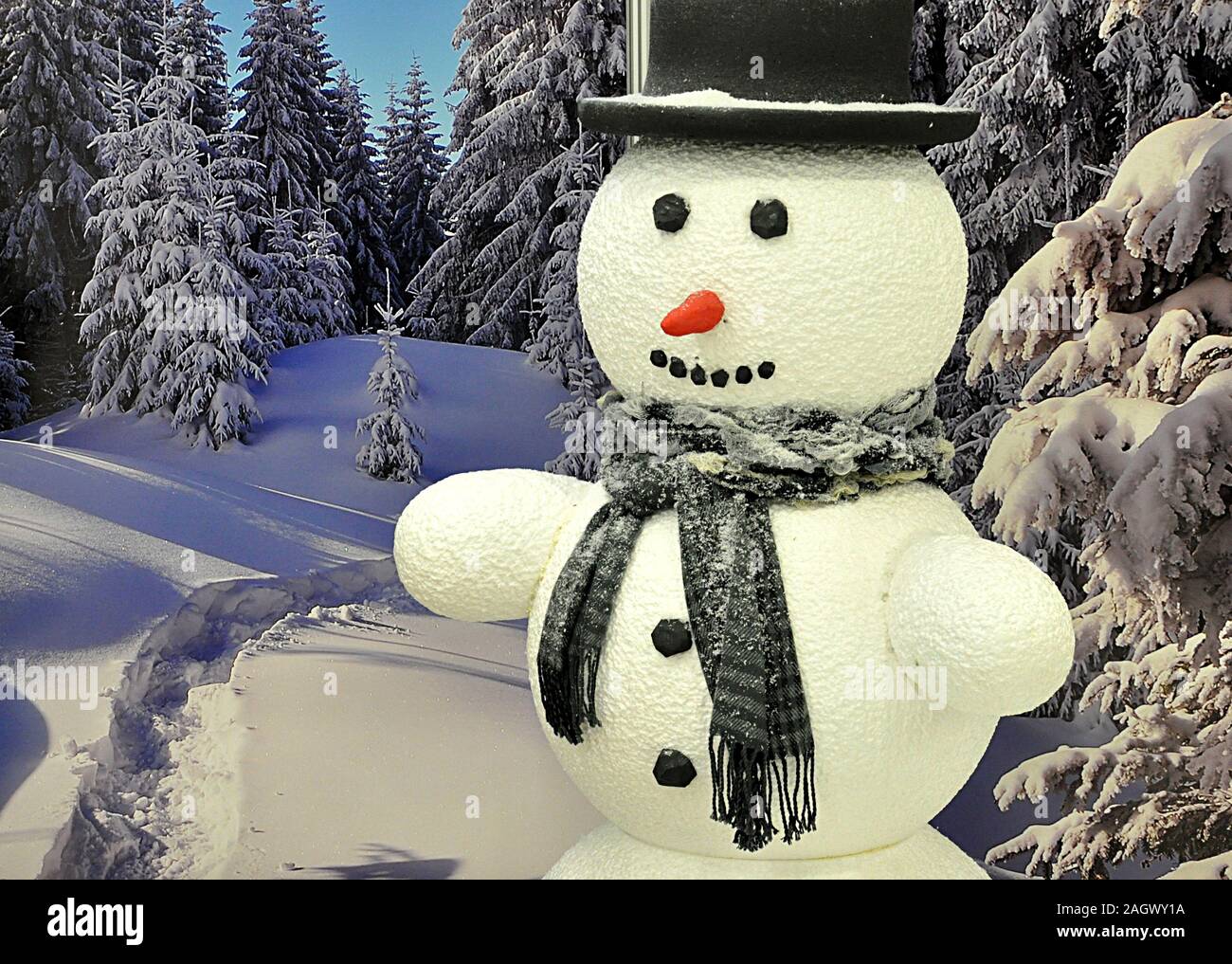 snowman in winter Stock Photo - Alamy