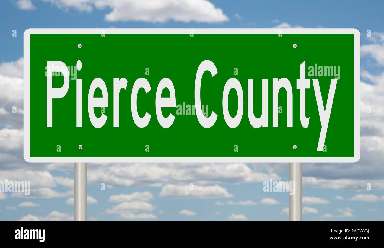 Rendering of a green 3d highway sign for Pierce County Stock Photo - Alamy