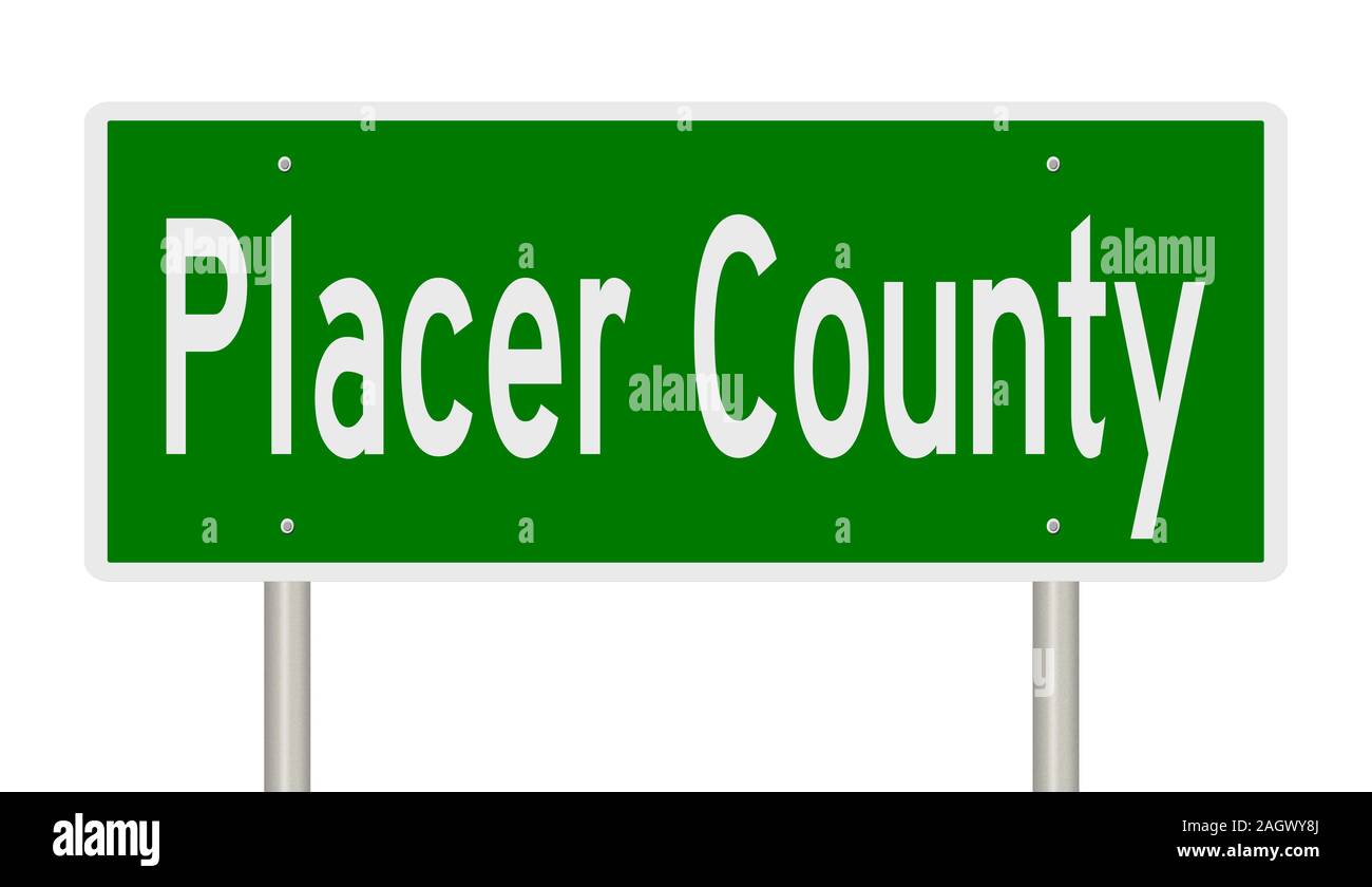 Rendering of a green 3d highway sign for Placer County Stock Photo - Alamy