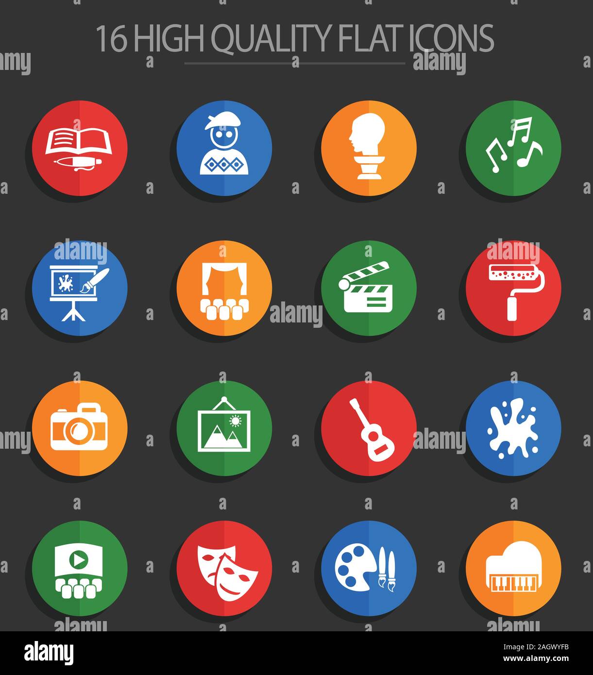 art 16 flat icons Stock Vector Image & Art - Alamy