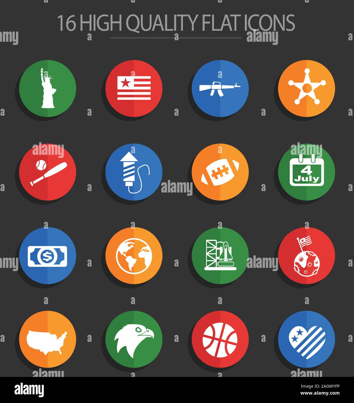 america 16 flat icons Stock Vector Image & Art - Alamy