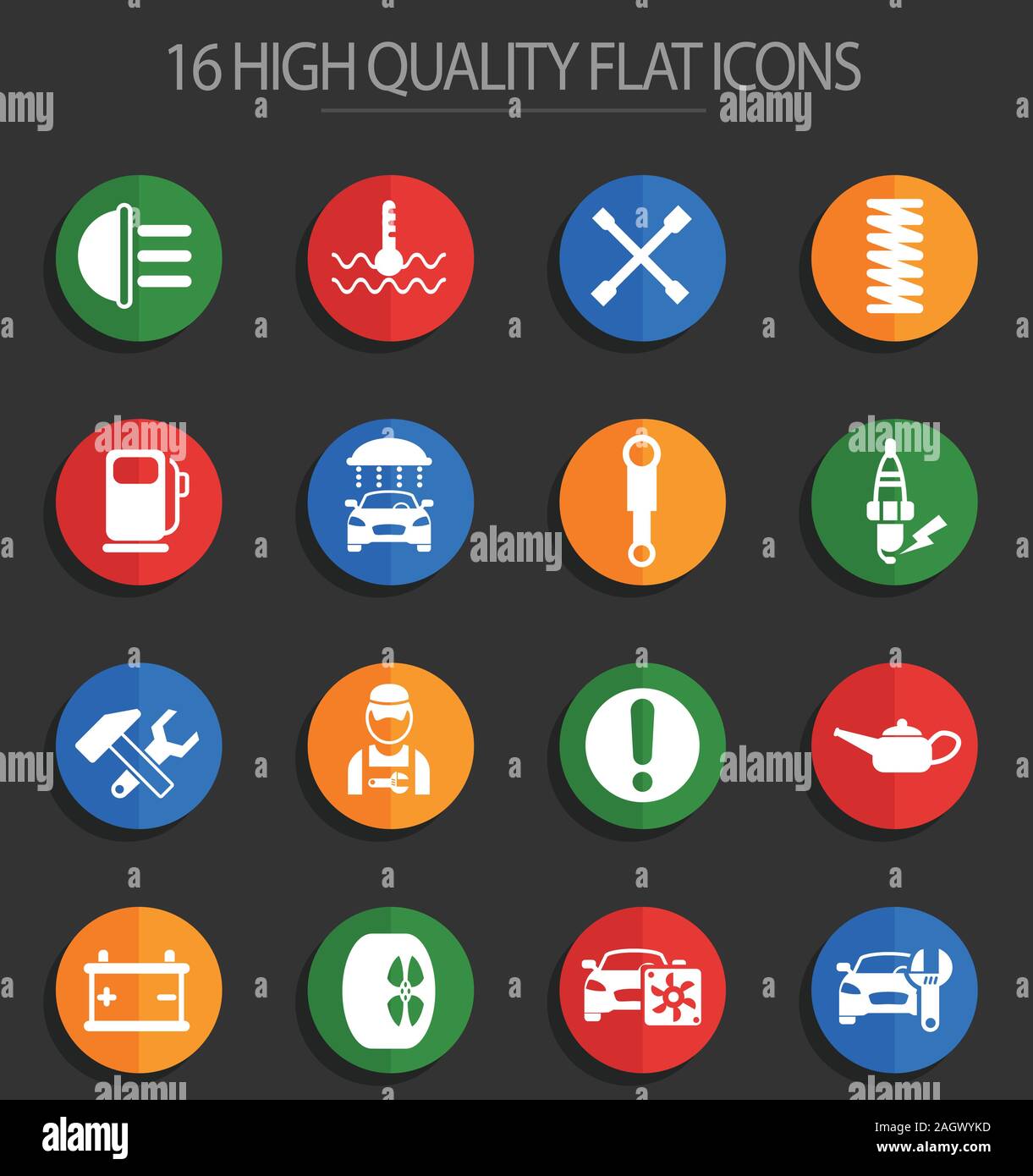 car service 16 flat icons Stock Vector Image & Art - Alamy