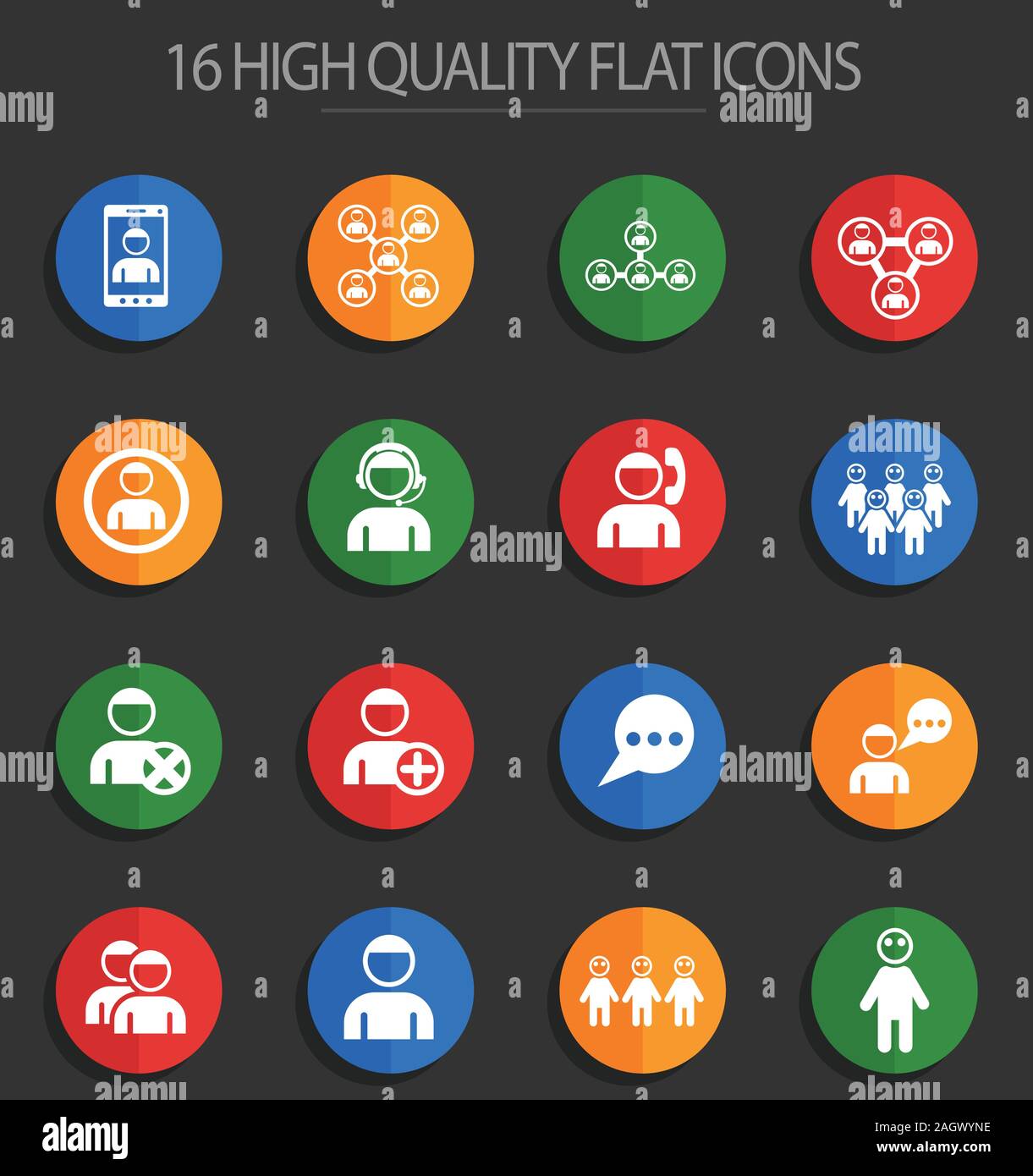 community 16 flat icons Stock Vector Image & Art - Alamy