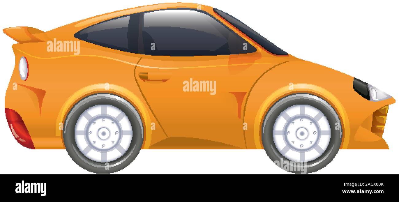 Racing car in orange color on isolated background illustration Stock ...