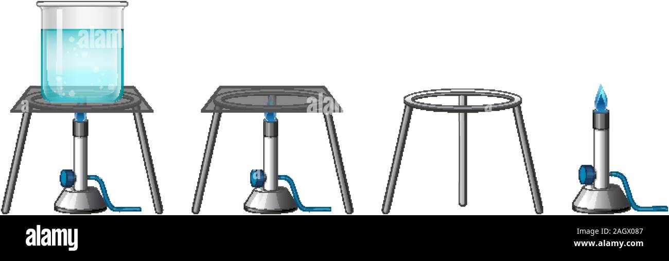 Burner and and beaker on white background illustration Stock Vector ...