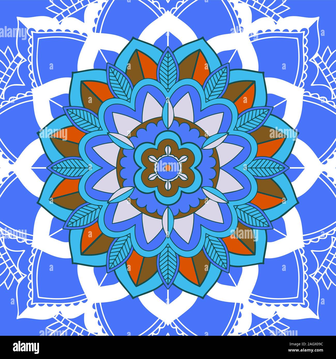 Mandala patterns on blue background illustration Stock Vector Image ...