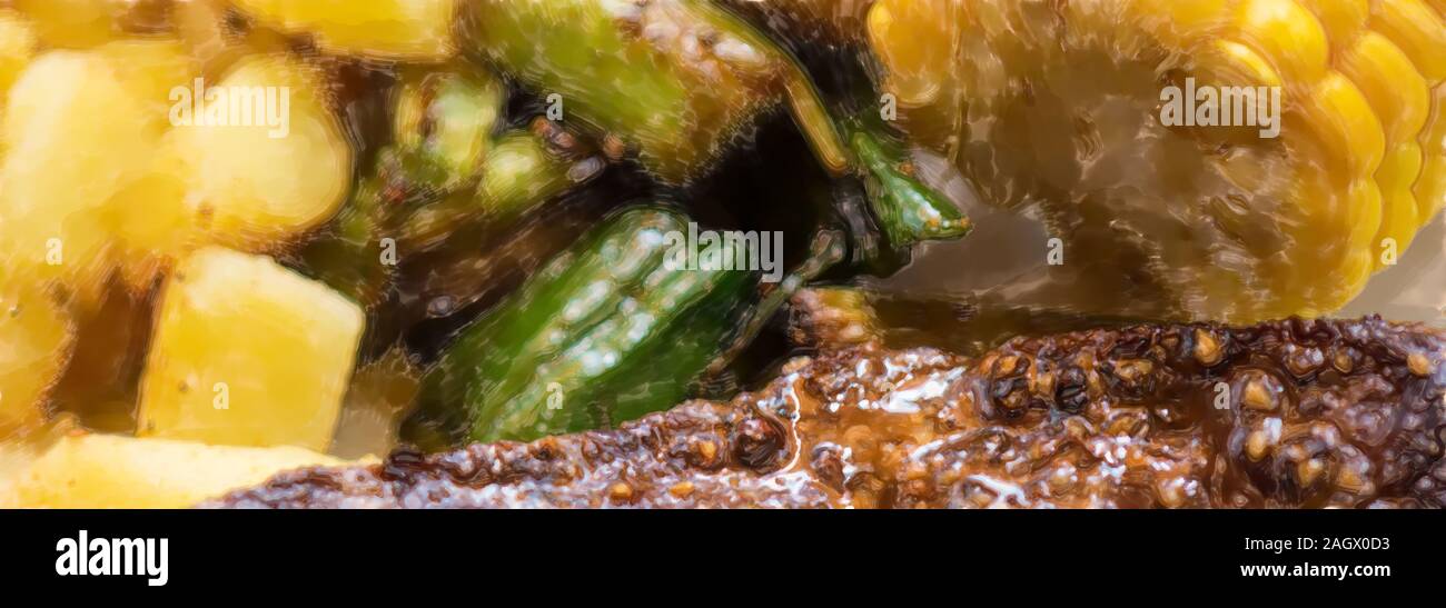 watercolor illustration: Crispy yellow boiled corn on the cob as a side ...