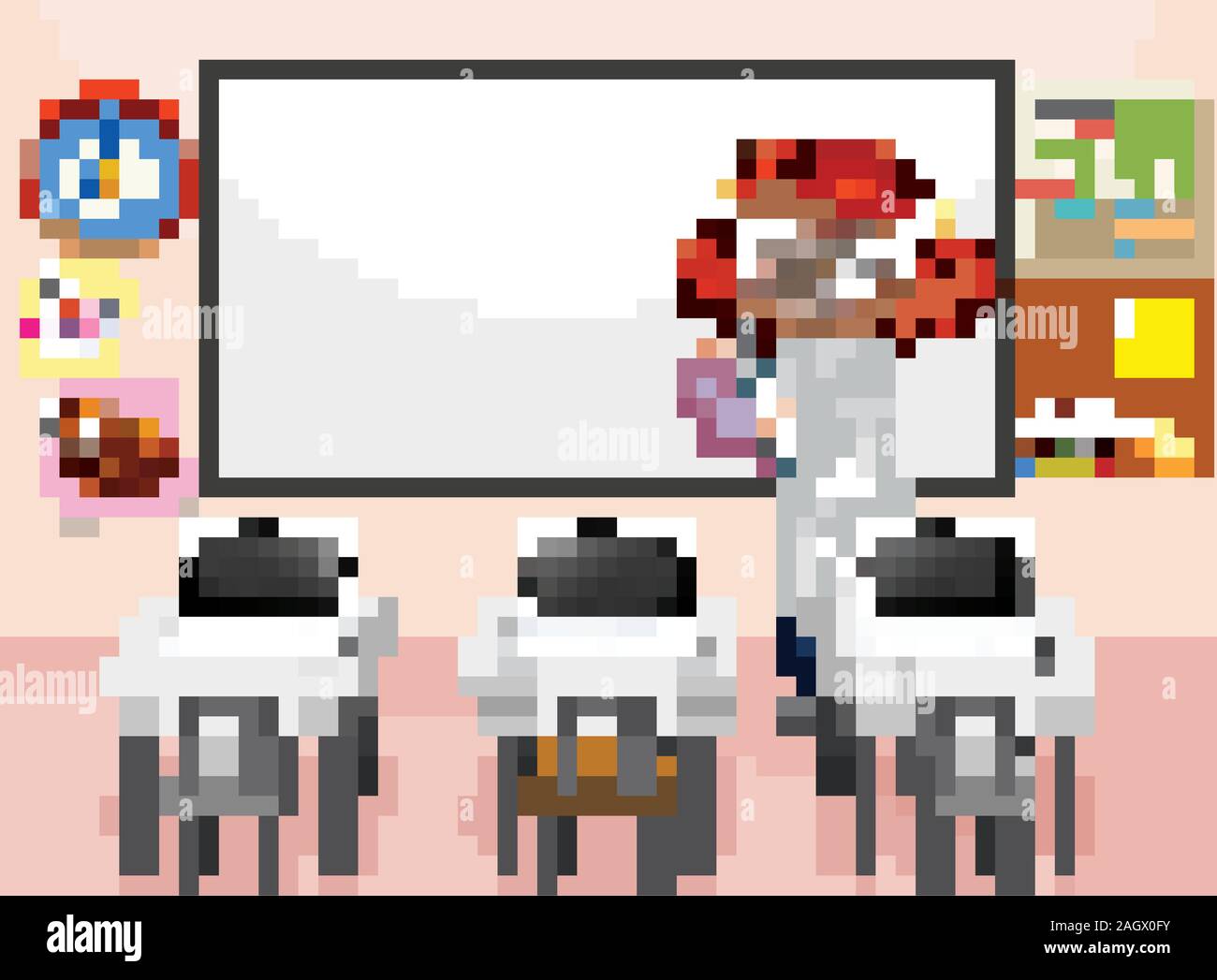 Classroom scene with science teacher writing notes illustration Stock ...