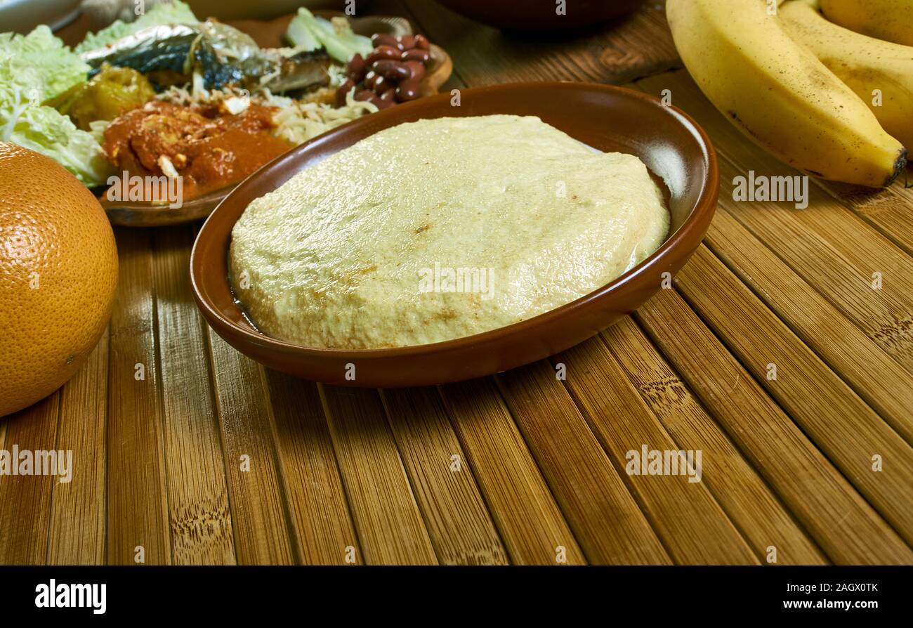 Akple, Ghanaian cuisine, preparation are corn flour, cassava dough ...