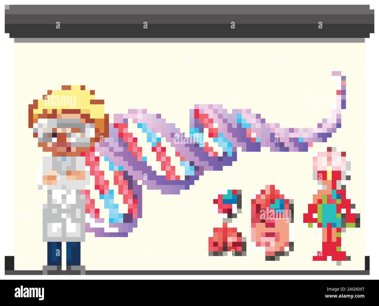 Scientist and human DNA diagram on board illustration Stock Vector ...