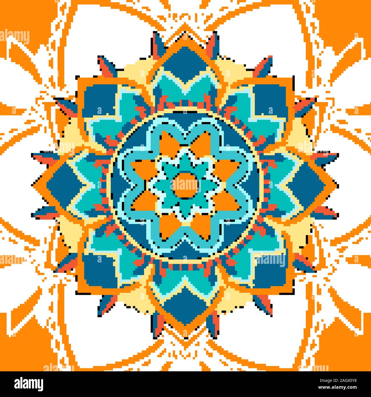 Mandala patterns on orange background illustration Stock Vector Image ...