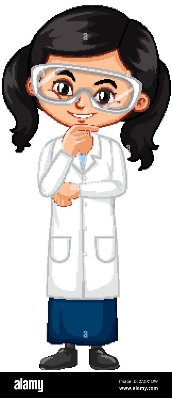 Girl in science gown on white background illustration Stock Vector ...