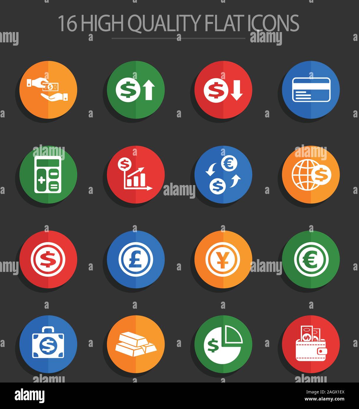 currency exchange 16 flat icons Stock Vector Image & Art - Alamy
