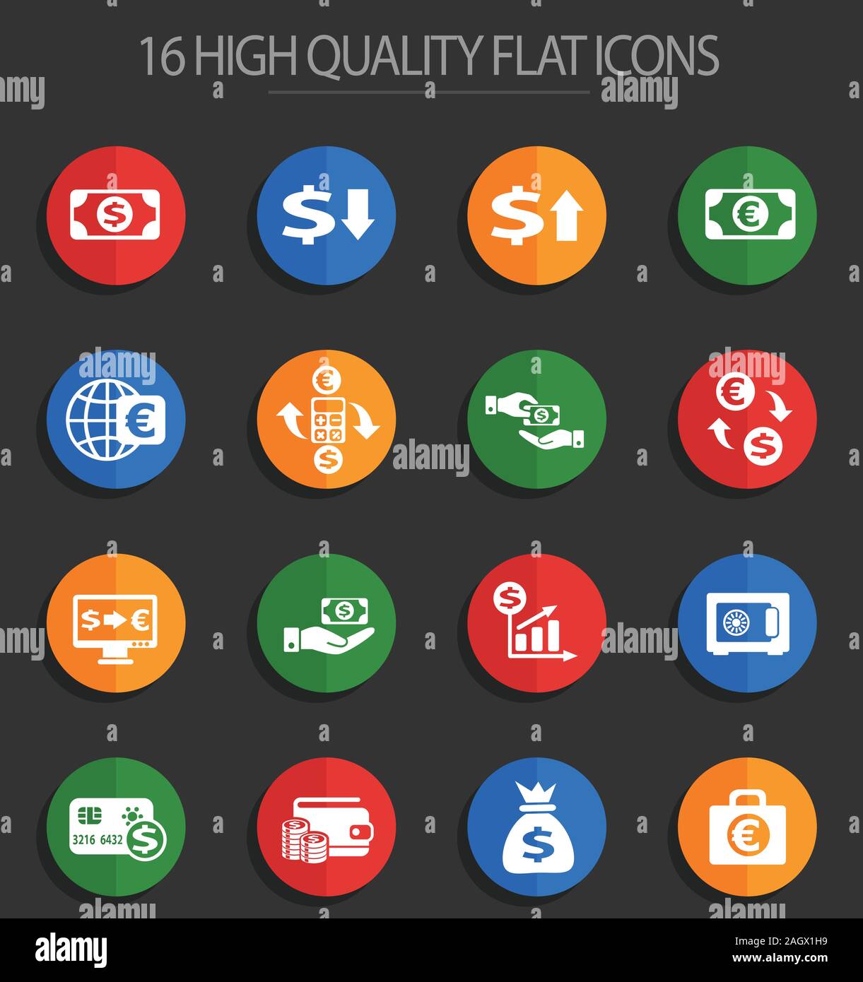 currency exchange 16 flat icons Stock Vector Image & Art - Alamy