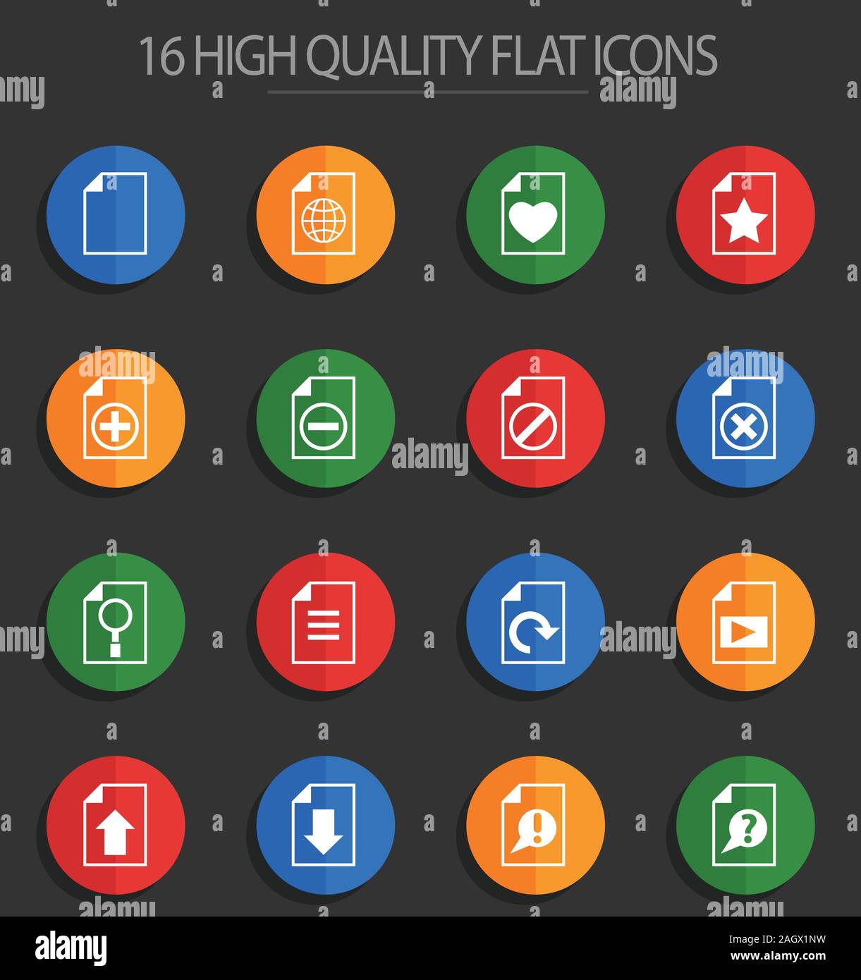 document 16 flat icons Stock Vector Image & Art - Alamy