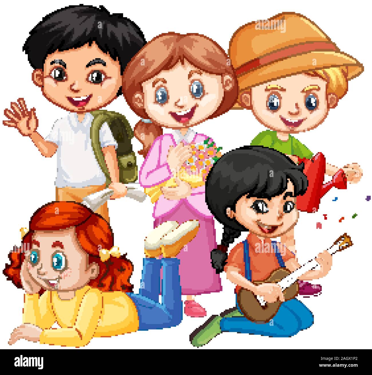 Five children with different hobbies illustration Stock Vector Image ...