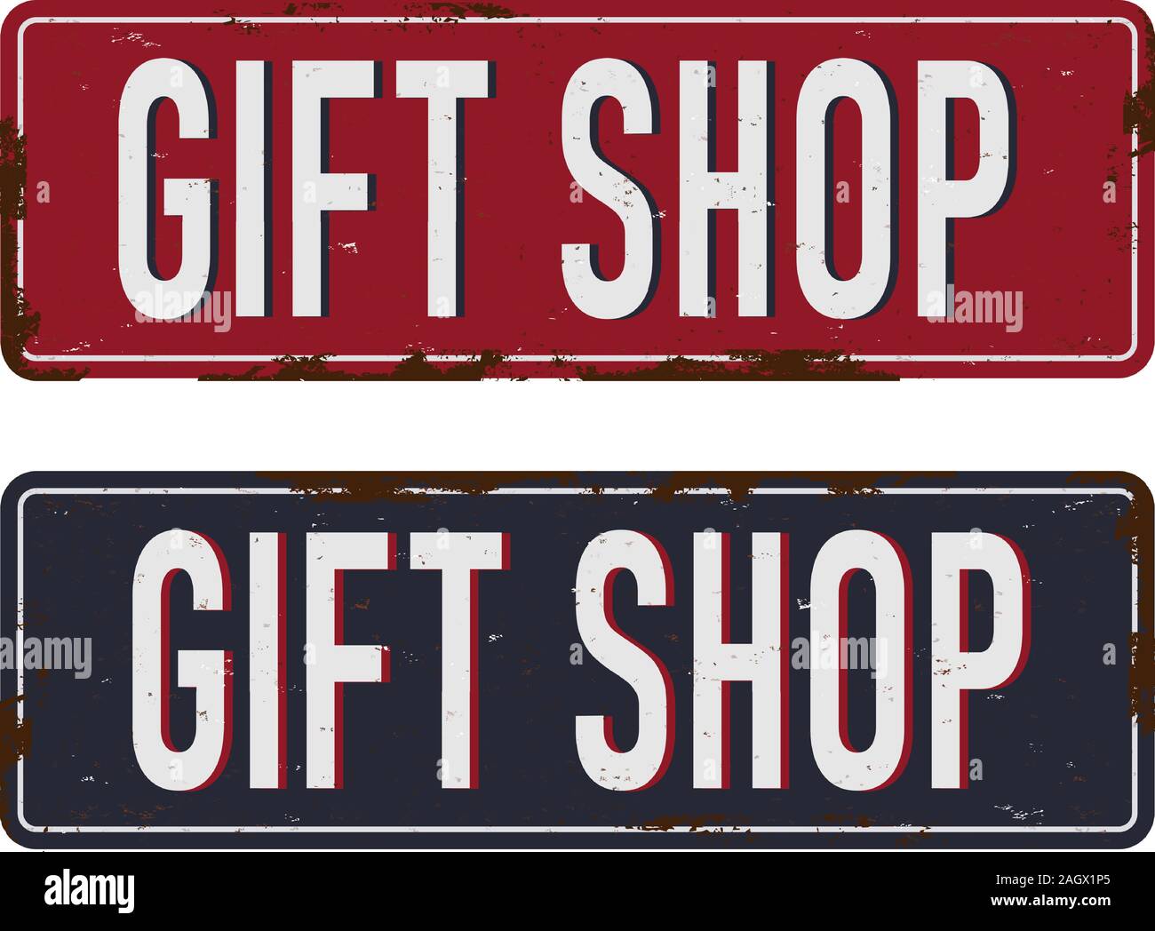 Gift shop vintage rusty metal sign on a white background, vector ...