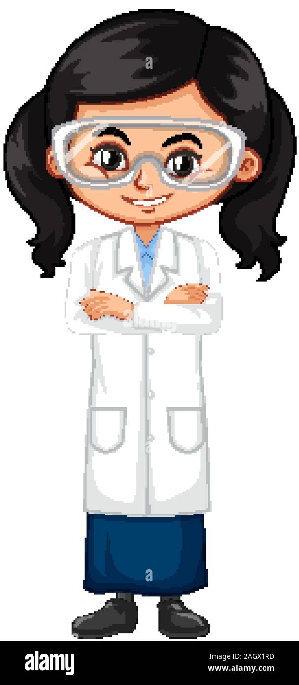 Girl in science gown on white background illustration Stock Vector ...
