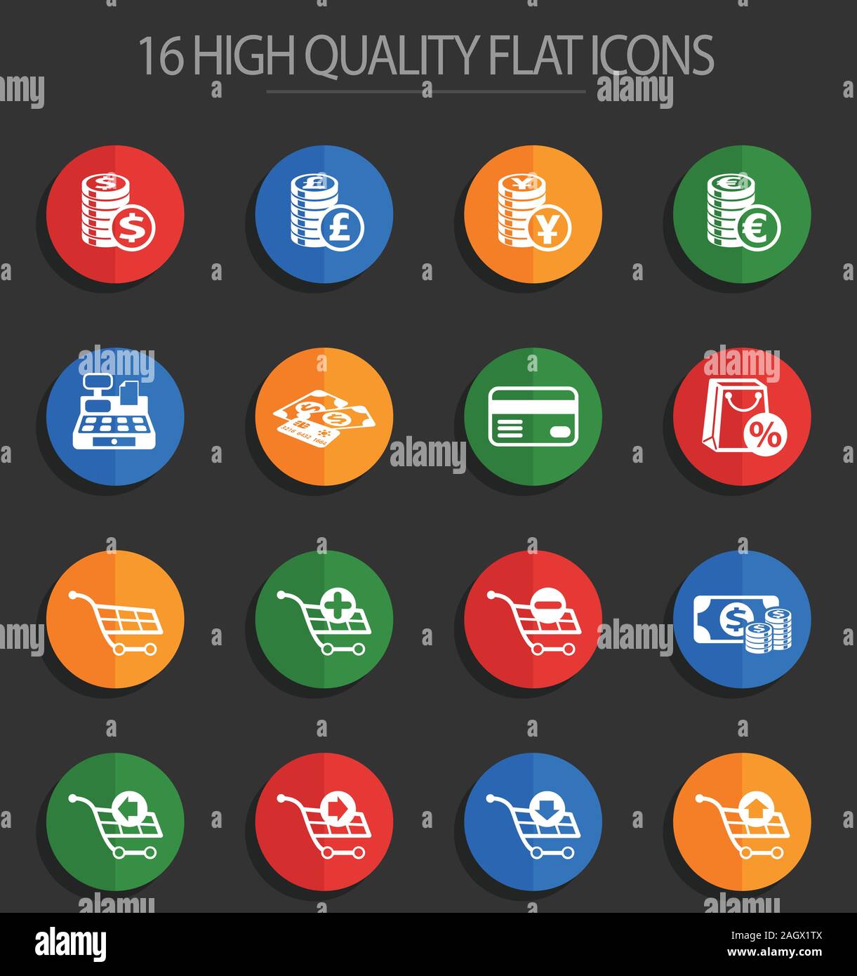e-commerce 16 flat icons Stock Vector Image & Art - Alamy