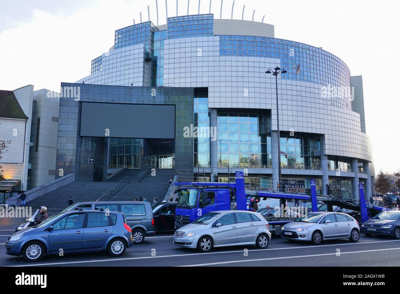 PARIS, FRANCE -18 DEC 2019- Designed by Carlos Ott, the modern Bastille ...
