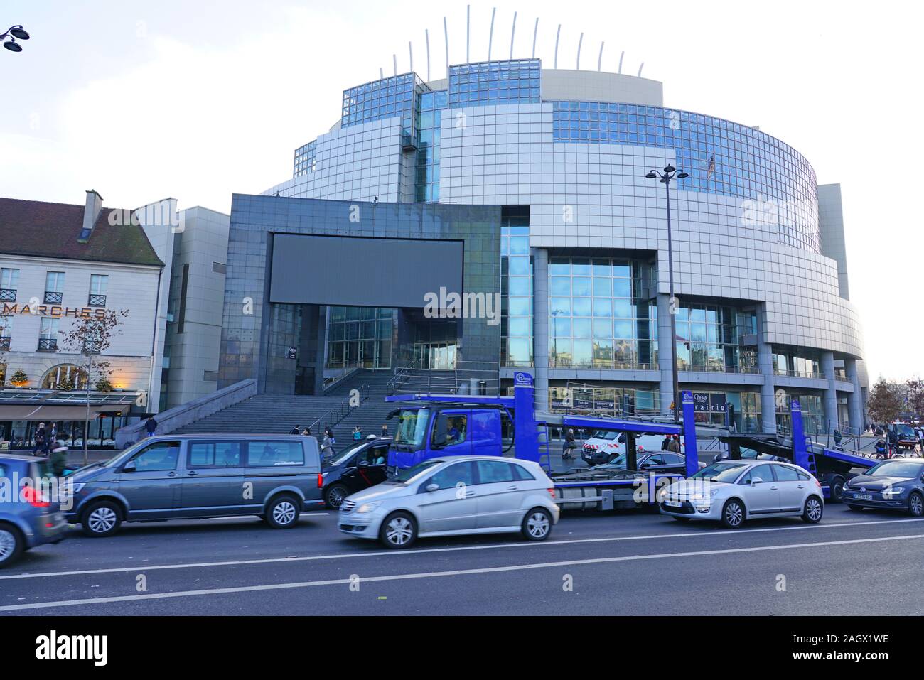 PARIS, FRANCE -18 DEC 2019- Designed by Carlos Ott, the modern Bastille ...