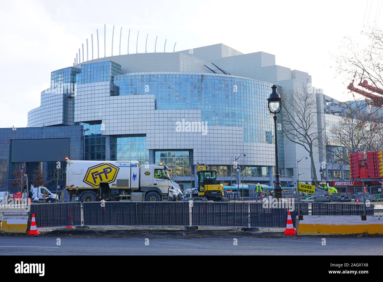 PARIS, FRANCE -18 DEC 2019- Designed by Carlos Ott, the modern Bastille ...