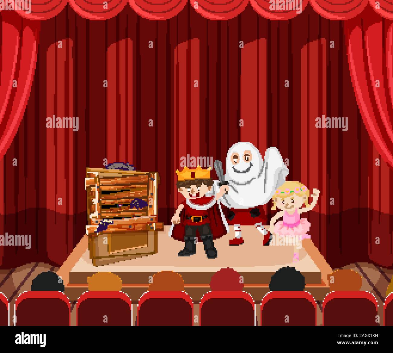 Halloween theme with kids on stage illustration Stock Vector Image ...