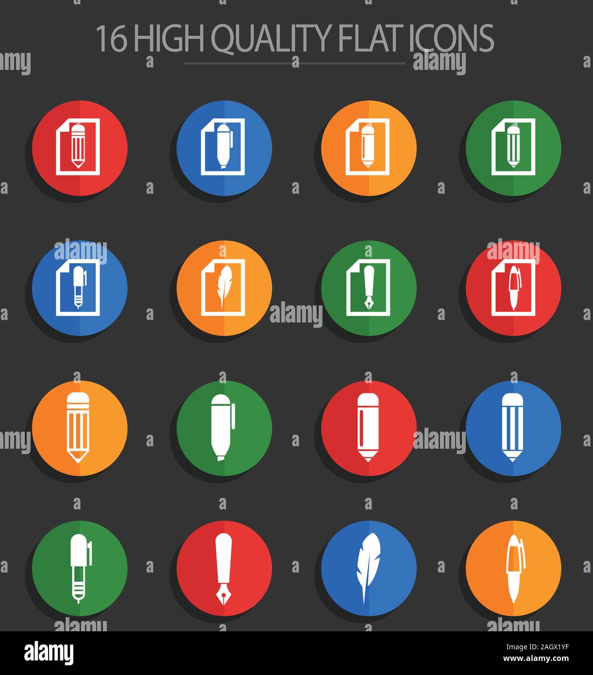 edit 16 flat icons Stock Vector Image & Art - Alamy