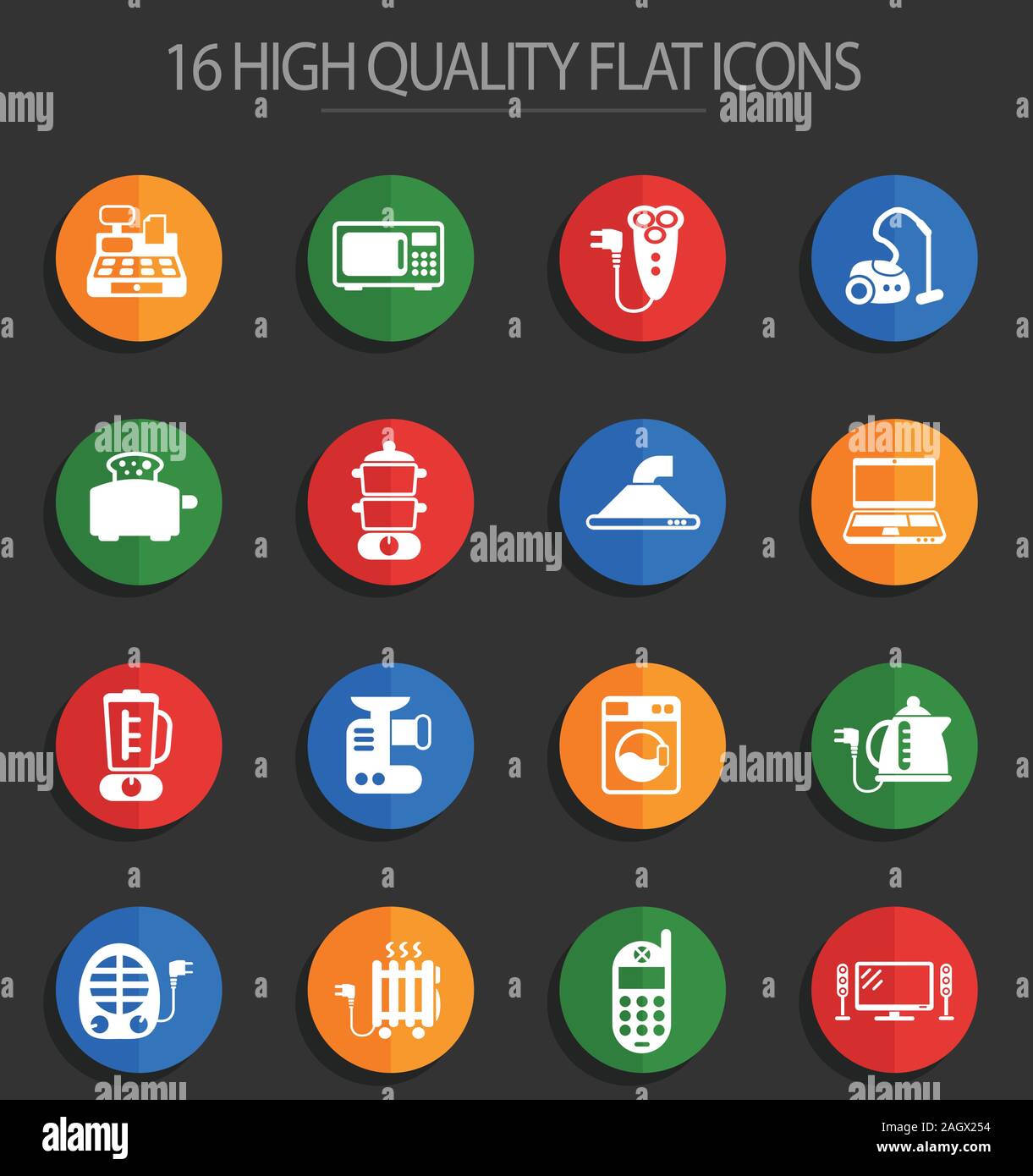 electronics supermarket 16 flat icons Stock Vector Image & Art - Alamy