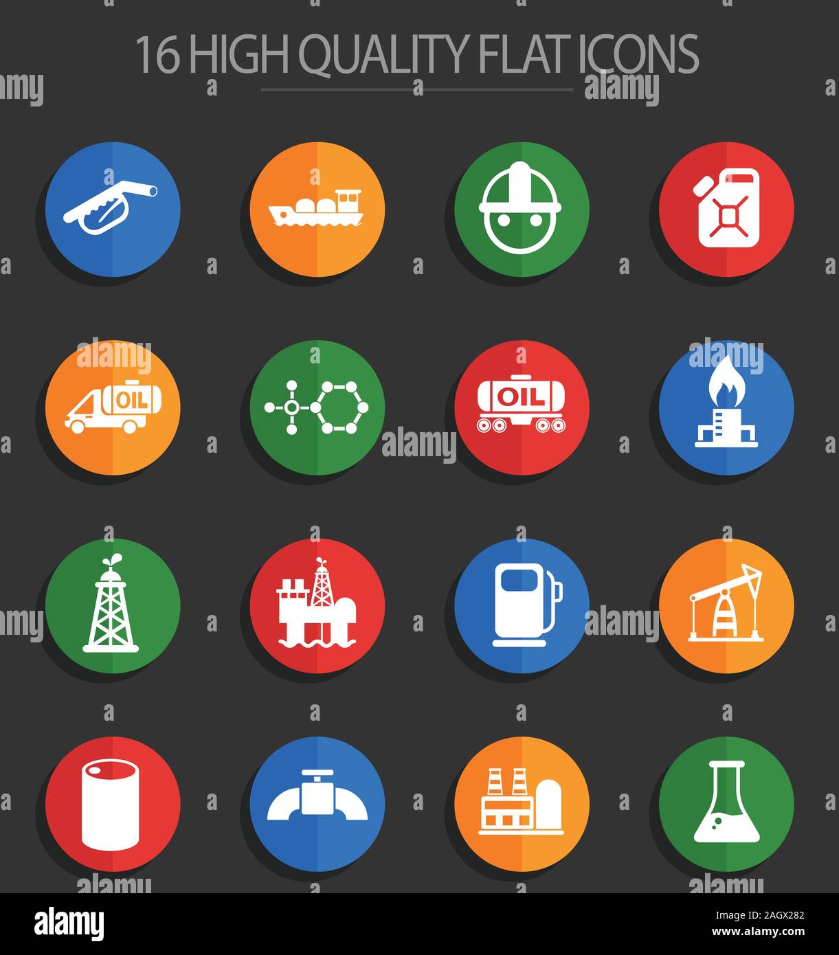 extraction of oil 16 flat icons Stock Vector Image & Art - Alamy