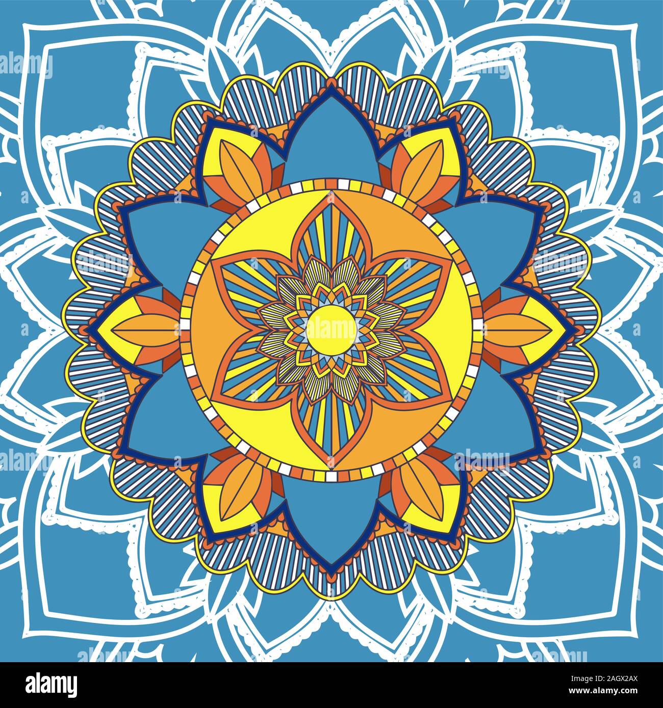 Mandala patterns on blue background illustration Stock Vector Image ...