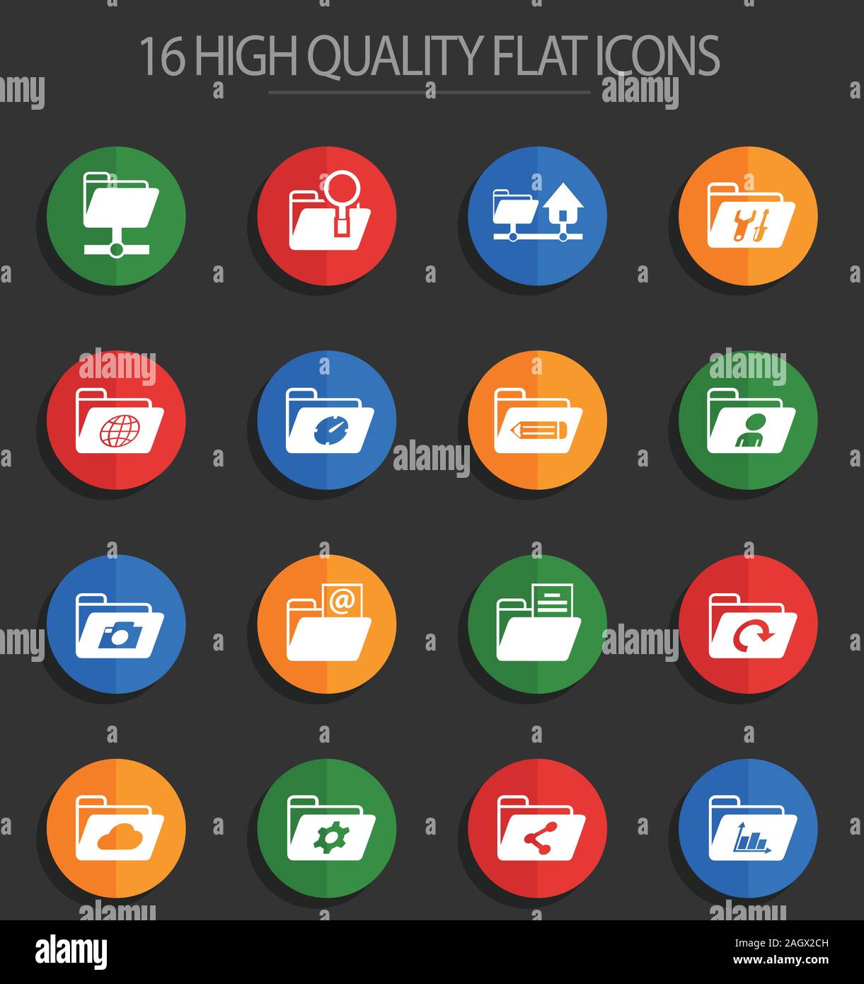 folders 16 flat icons Stock Vector Image & Art - Alamy