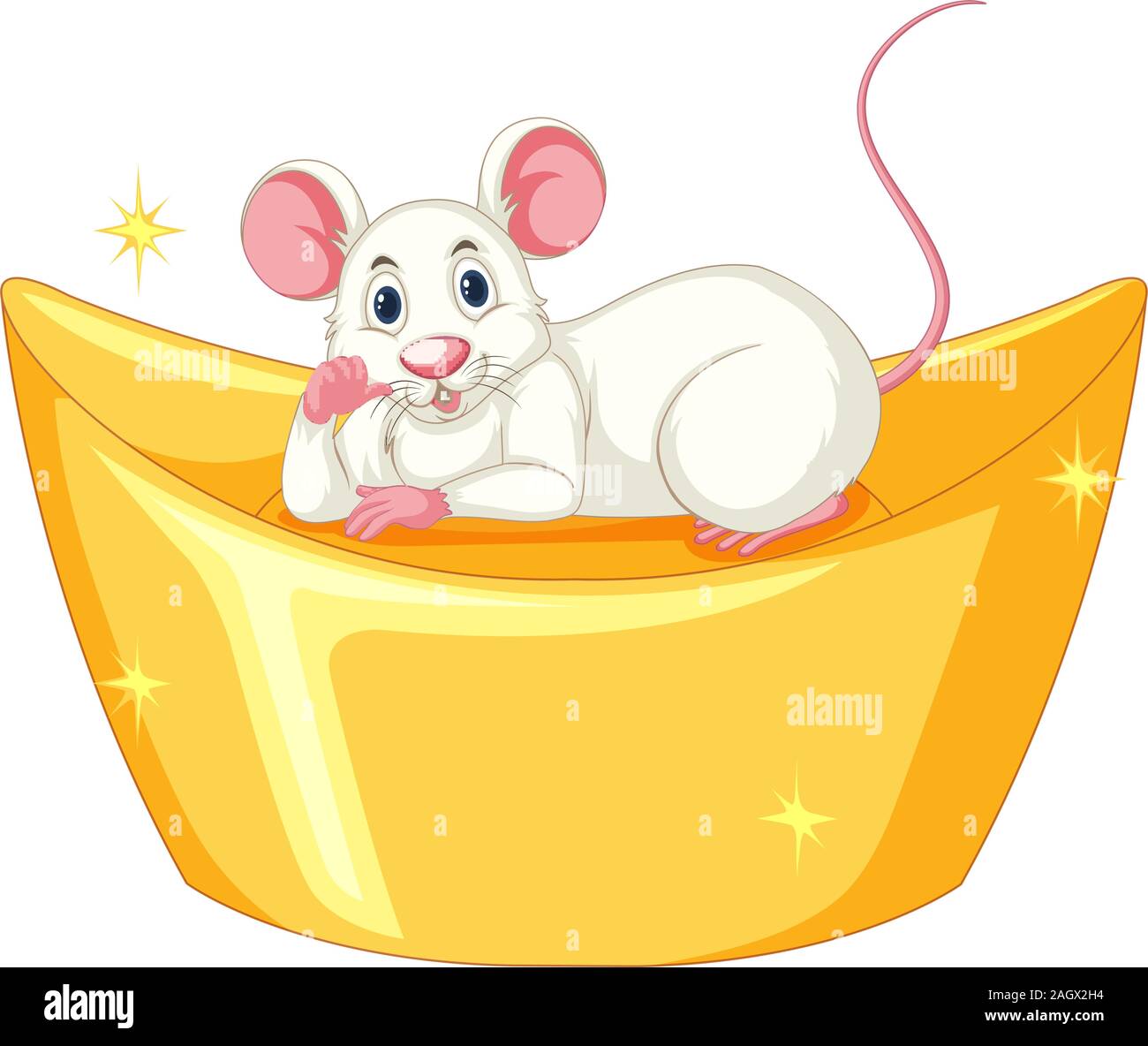 Cute rat sleeping on golden bar illustration Stock Vector Image & Art ...