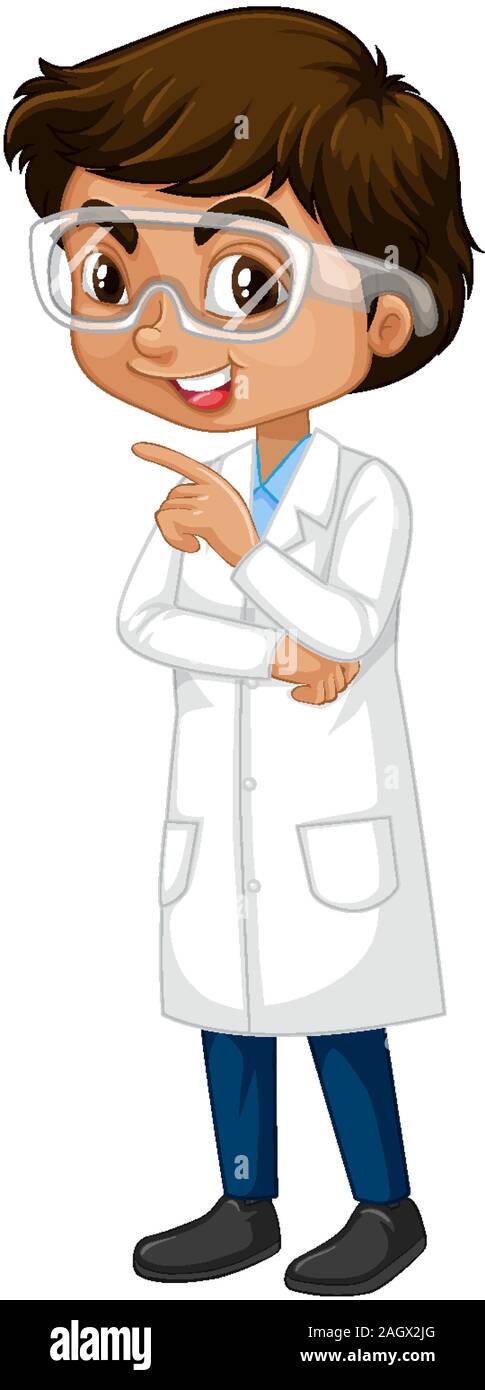 Boy in science gown on white background illustration Stock Vector Image ...