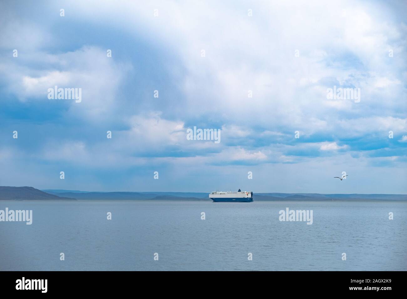 Ship on the roadstead in the Amur Bay Stock Photo - Alamy