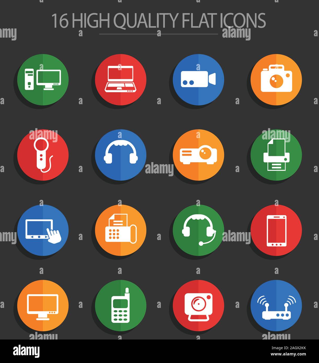 gadget 16 flat icons Stock Vector Image & Art - Alamy