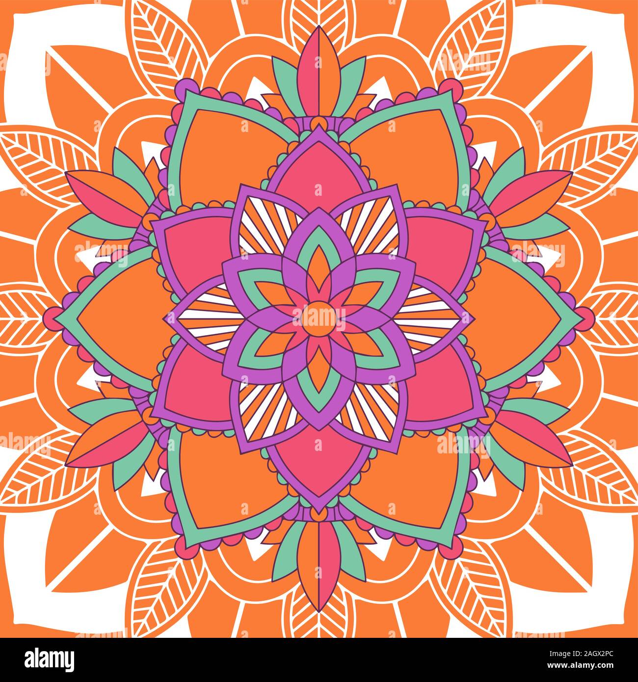 Mandala patterns on orange background illustration Stock Vector Image ...