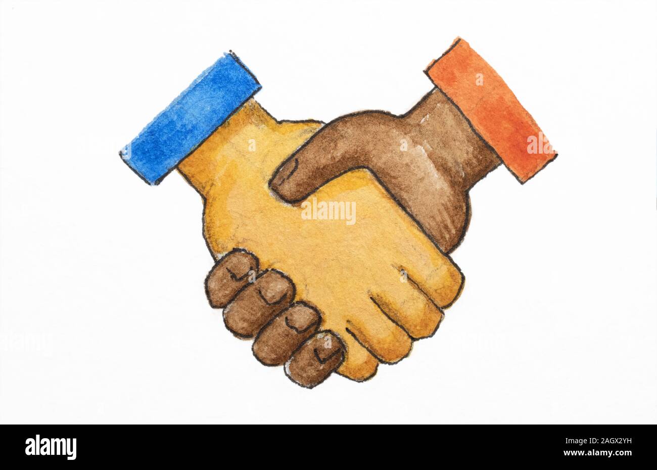 painted illustration of handshake Stock Photo - Alamy