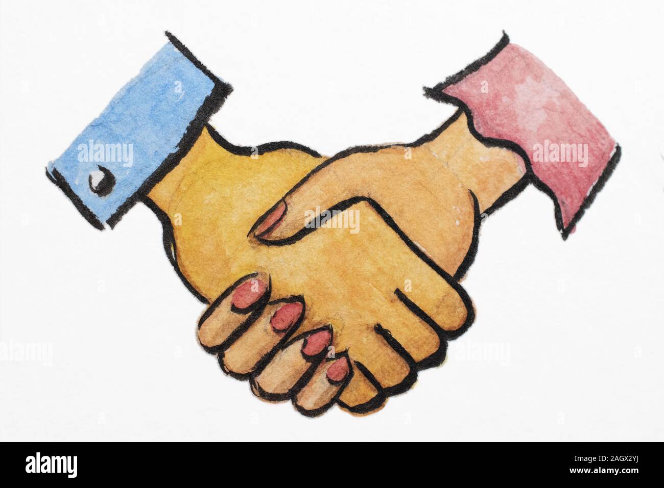 painted illustration of handshake Stock Photo - Alamy