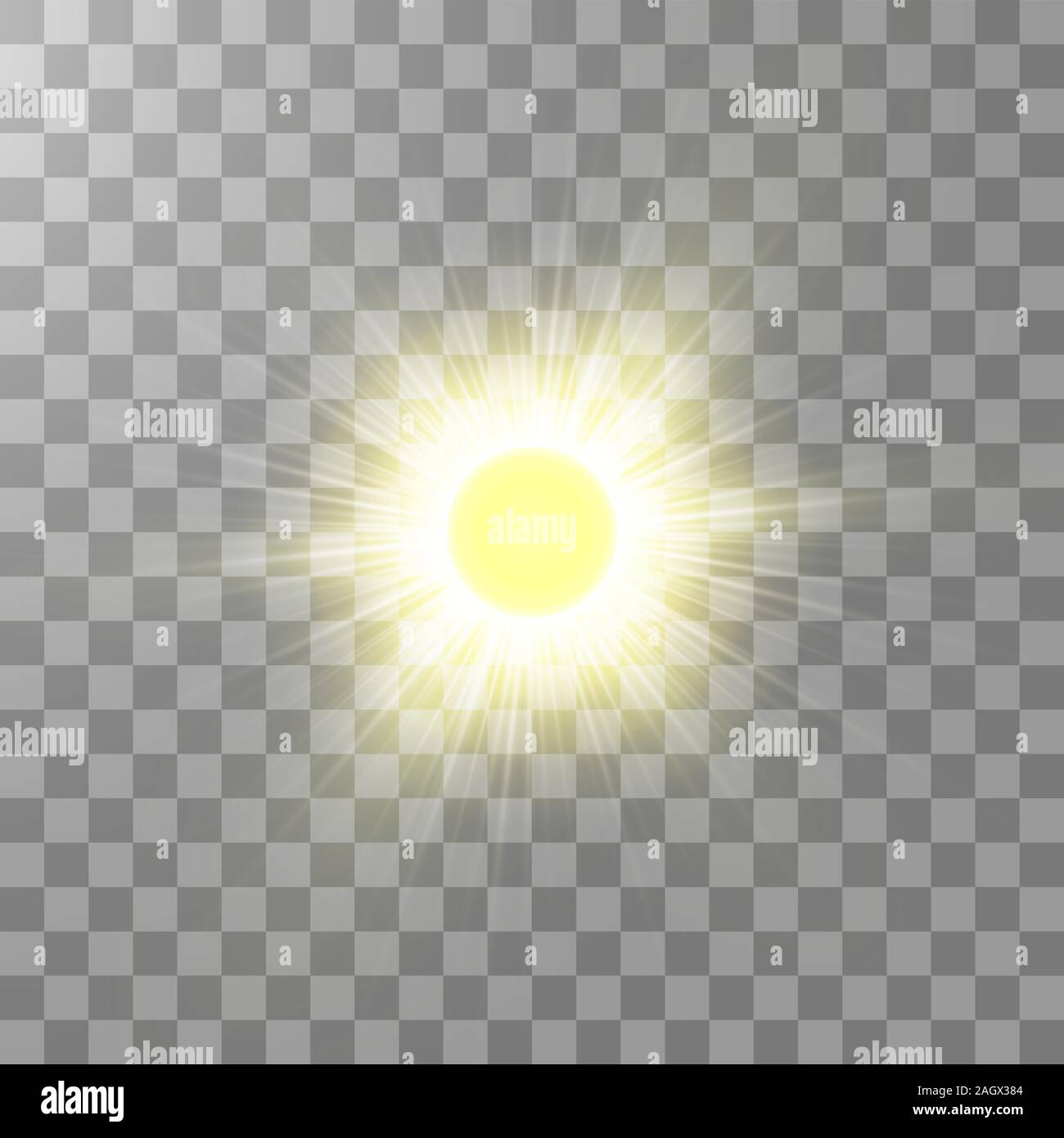 Bright shining sun Isolated on transparent background. Glow light ...