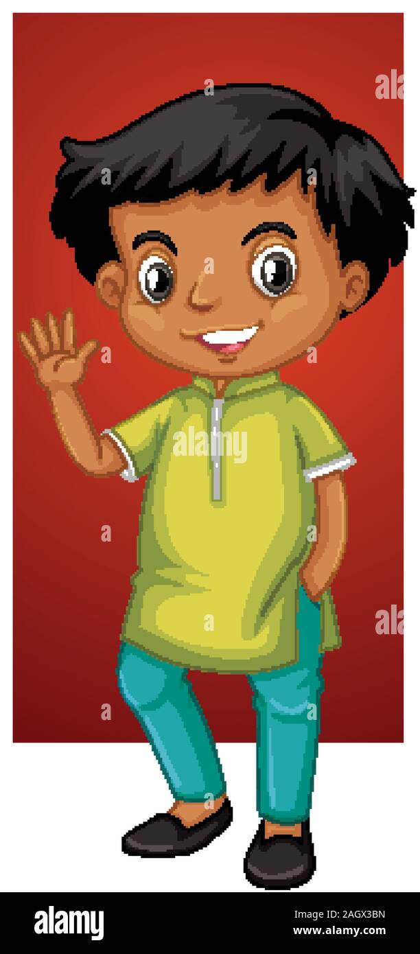 Happy boy waving hello illustration Stock Vector Image & Art - Alamy