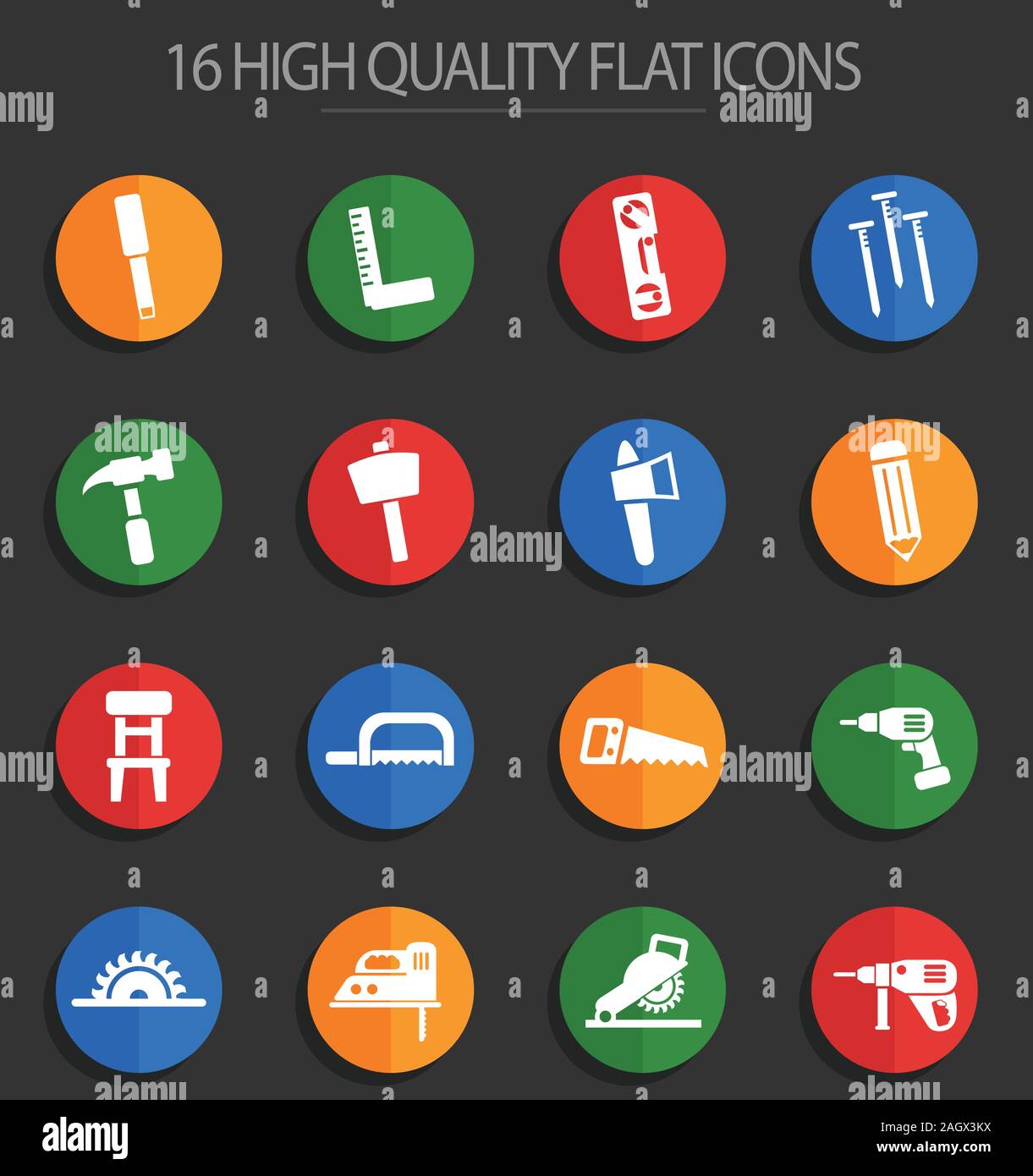 joinery 16 flat icons Stock Vector Image & Art - Alamy