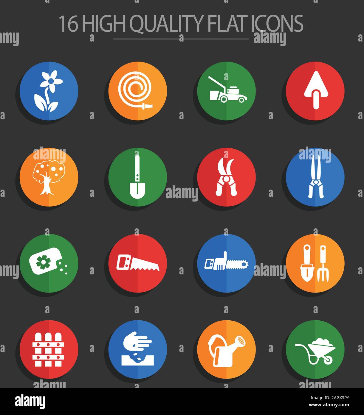 landscape design 16 flat icons Stock Vector Image & Art - Alamy