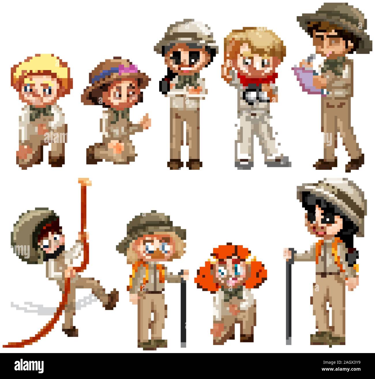 Different characters in safari outfit illustration Stock Vector Image ...