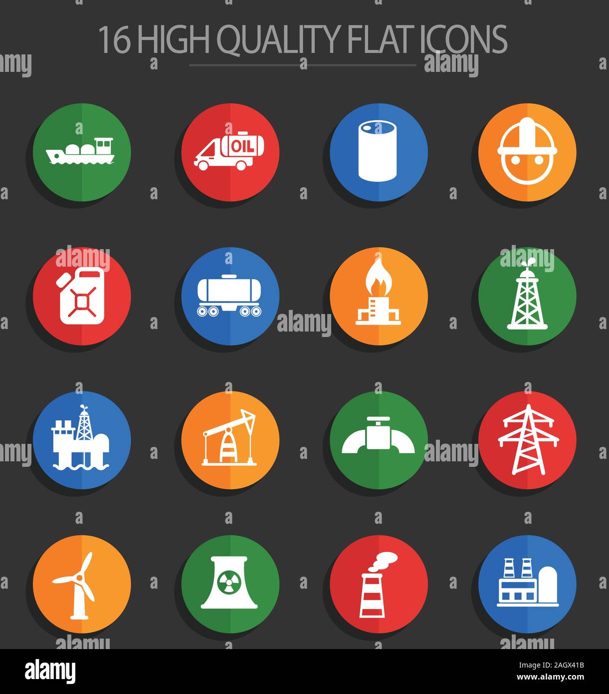 industry 16 flat icons Stock Vector Image & Art - Alamy